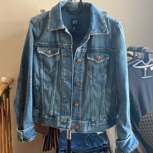 GAP | Jackets & Coats | Vintage Blue Label Gap Denim Jacket Distressed ...